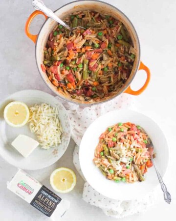 Cheesy Vegetarian Orzo Primavera - MJ and Hungryman