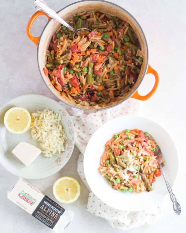 Cheesy Vegetarian Orzo Primavera - MJ and Hungryman