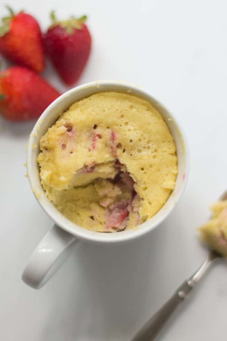 Easy Almond Flour Mug Cake (with Strawberries) - MJ and Hungryman